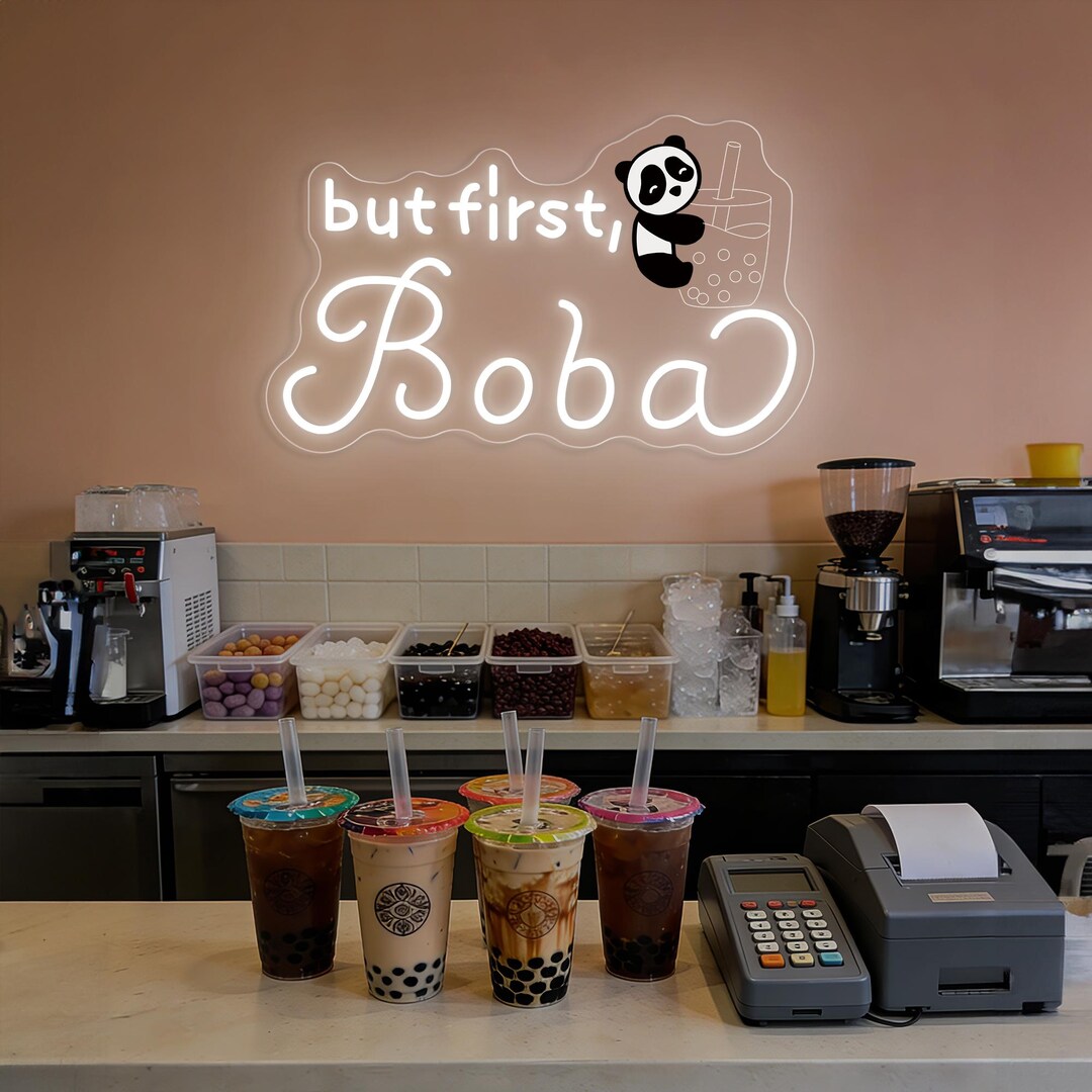 But First,boba Neon Sign for Wall Decor,panda Bobas Tea Light up Signs ...