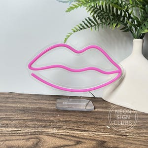 9.8" LED USB Plug Neon Lamp Lips Pink Light Neon Sign Custom Bedroom ...
