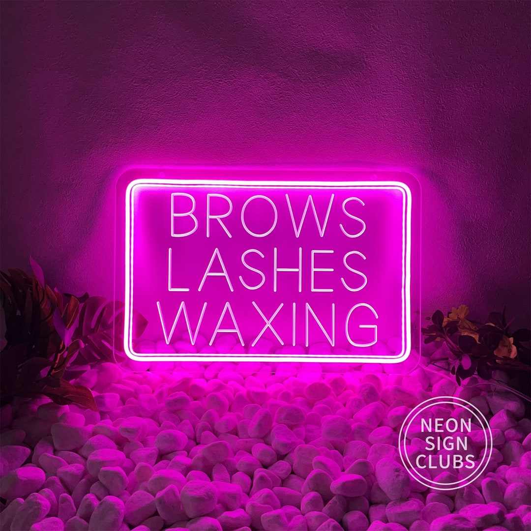 Brows Lashes Waxing Salon Neon Sign: Custom USB LED Barber Shop Decor ...