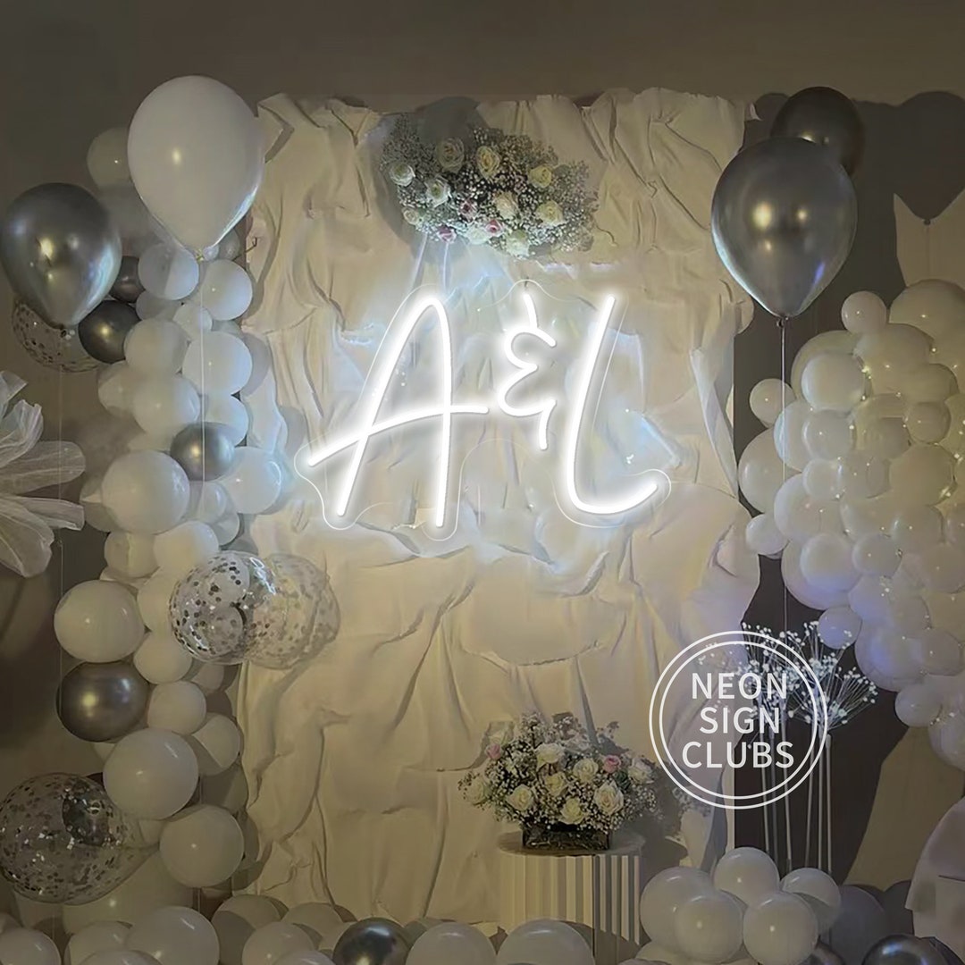 Initials Wedding Neon Sign,minimalist Initials Wedding Sign,custom Neon ...