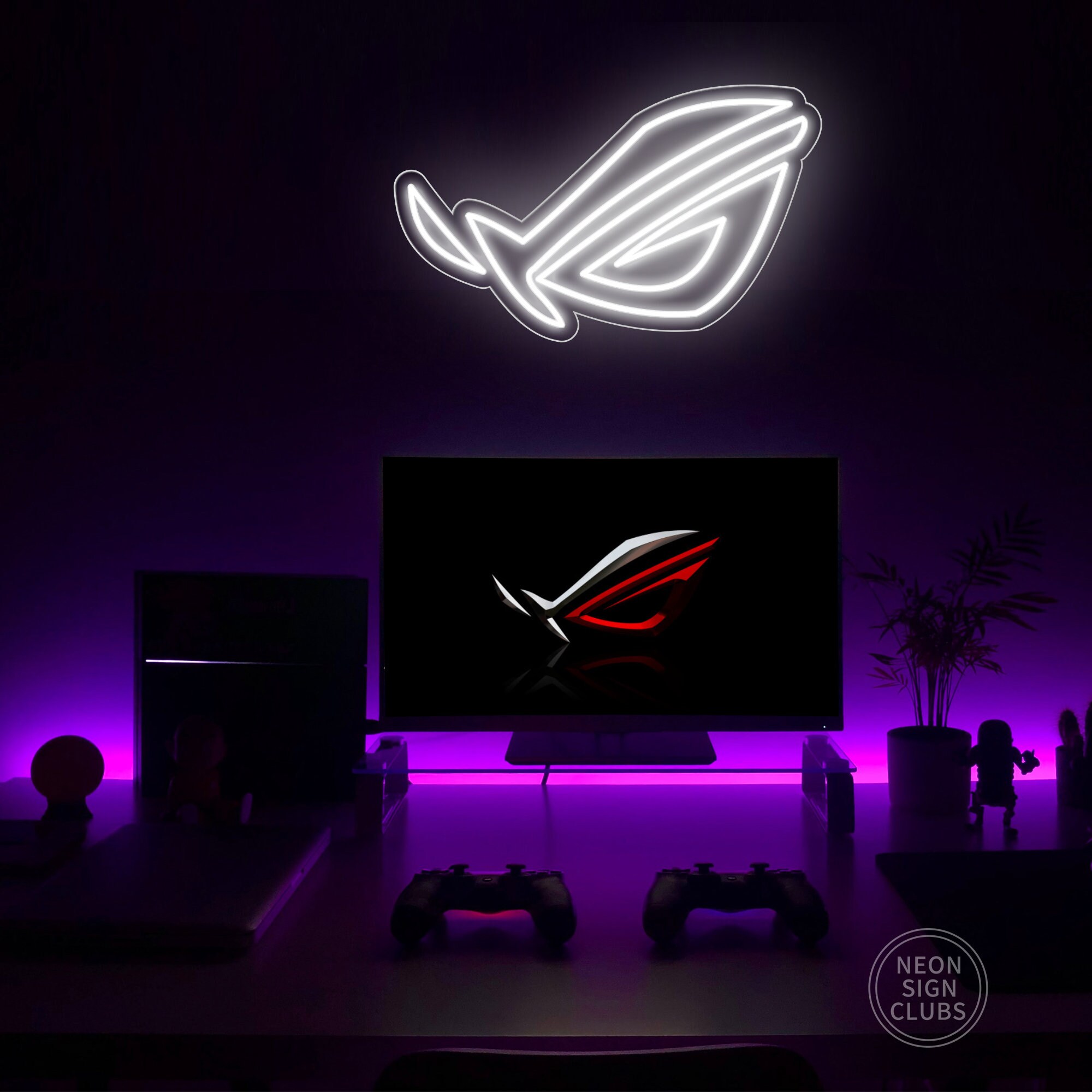 Internet Cafe Signage ROG LED Neon Sign,Neon Sign Bedroom Wall Decor ...
