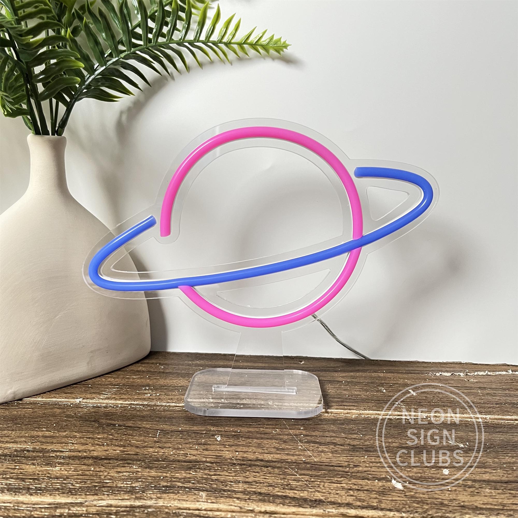 9.8x8in Saturn Planet Neon Light Sign Table Lamp LED Lights for Kids ...