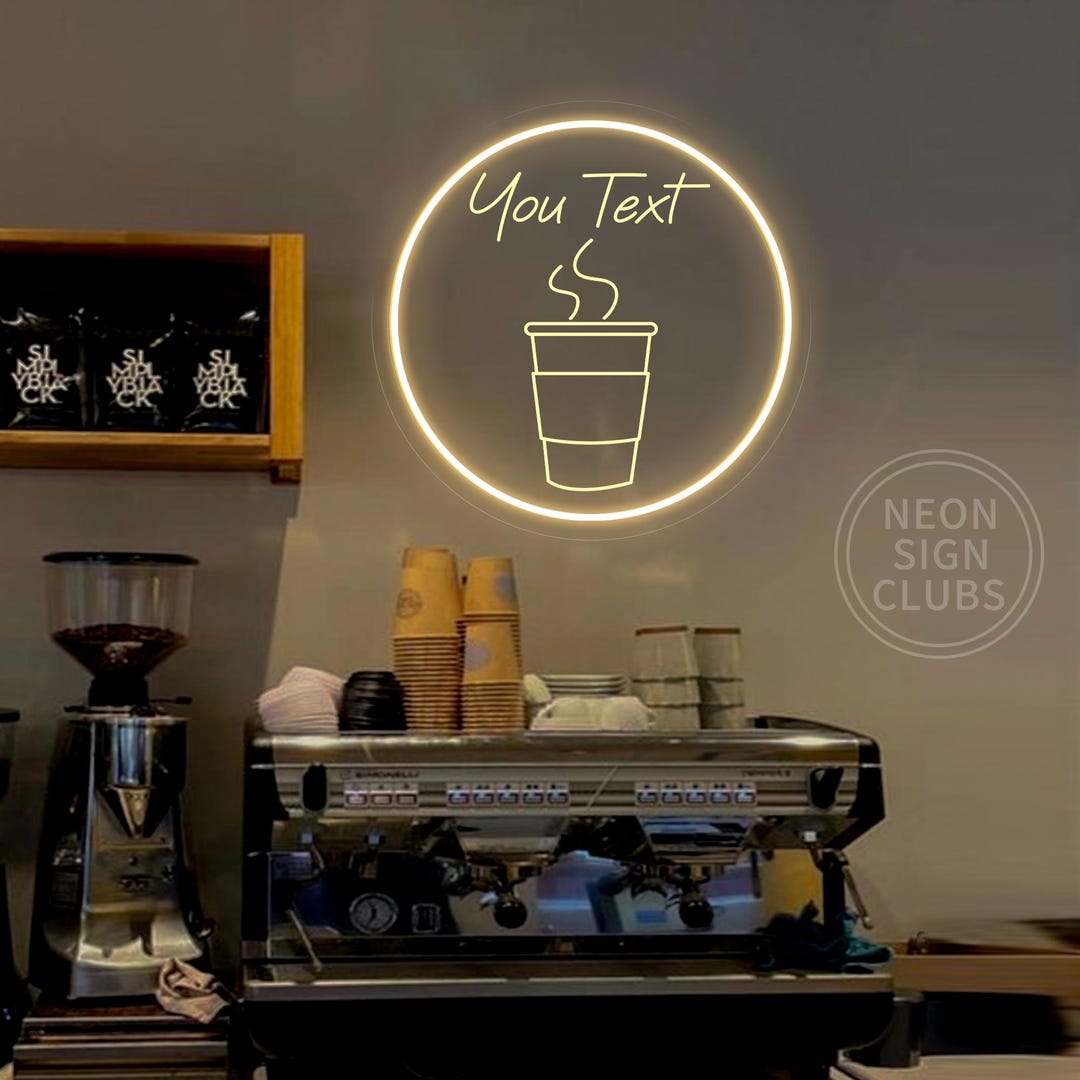Custom Coffee Shop Neon Sign 3D Engrave USB Neon Sign Coffee Shop Logo ...