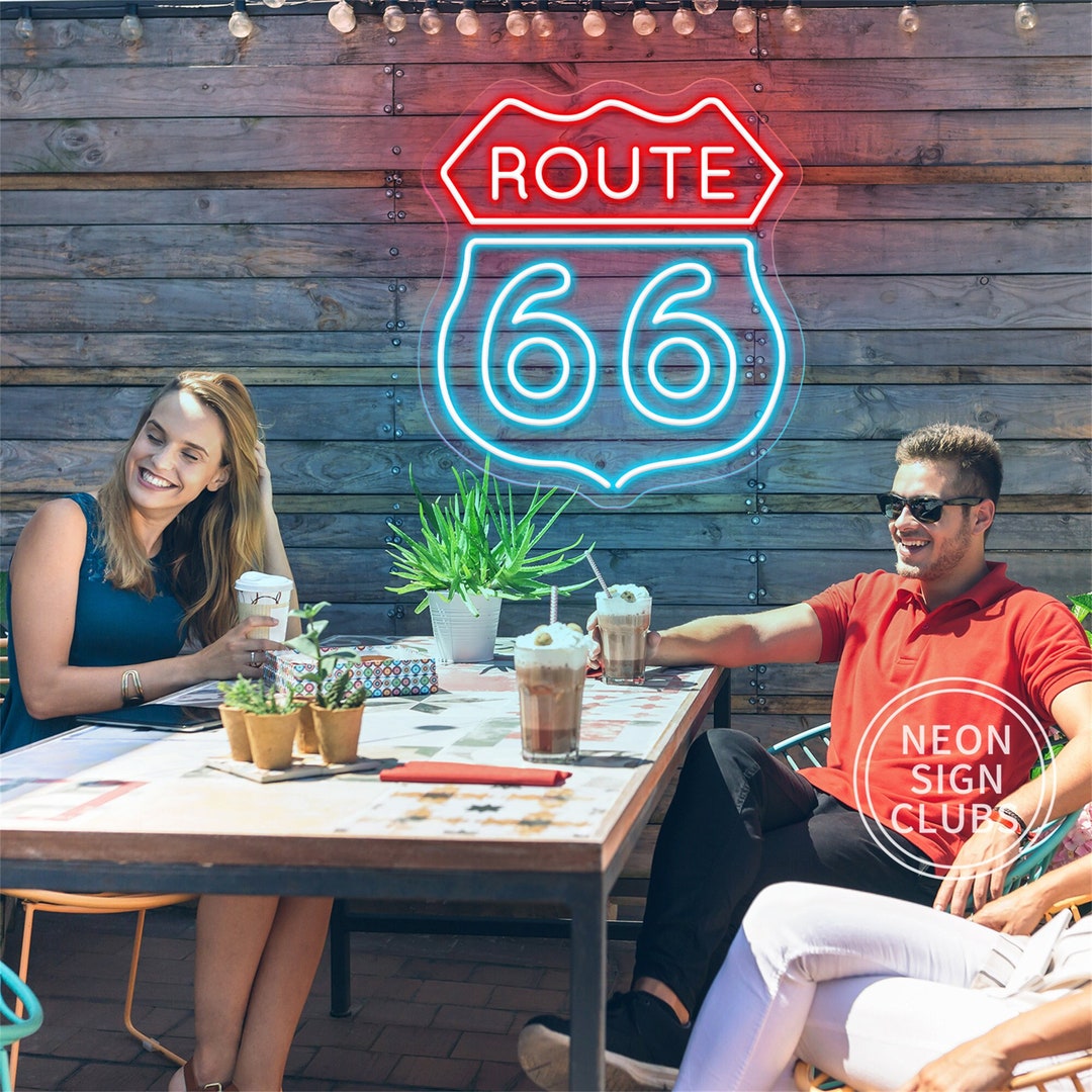 Vintage Route 66 Neon Signroute 66 Sign for Garagecustom Sign Garage ...