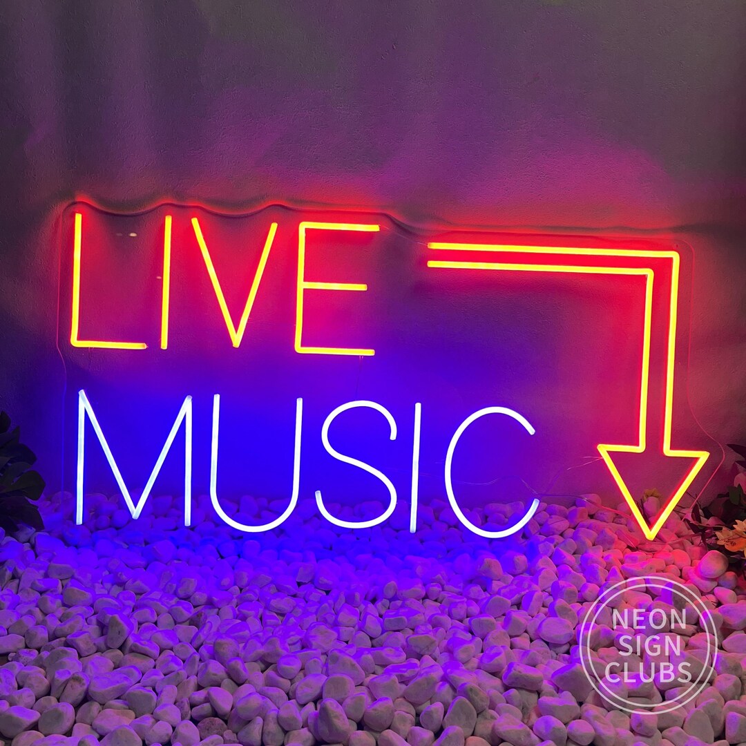 LIVE MUSIC Neon Sign Custom Live Music Neon Sign Home Room Live Show ...