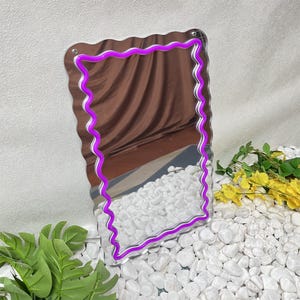 Wavy Neon Mirror Sign | Bedroom Decor, Selfie Light - Etsy