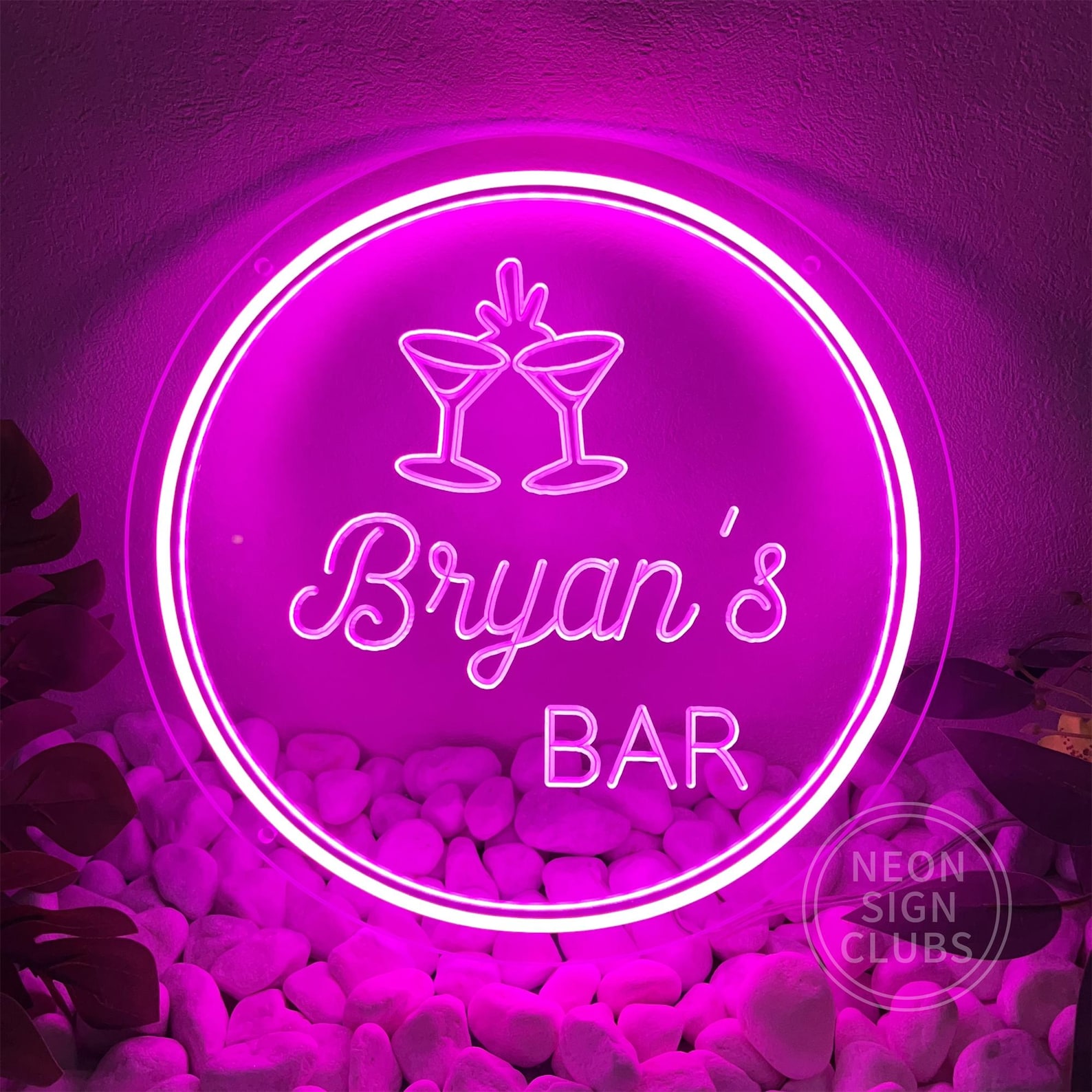 Custom Name Bar Neon Sign: 3D Engraved Home Bar LED Light, Man Cave Pub ...