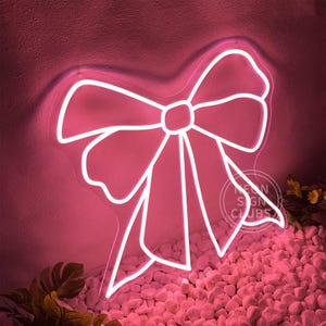 Pink Bow Neon Sign|custom Home Bedroom Wall Decor|bow Neon|pink Led ...