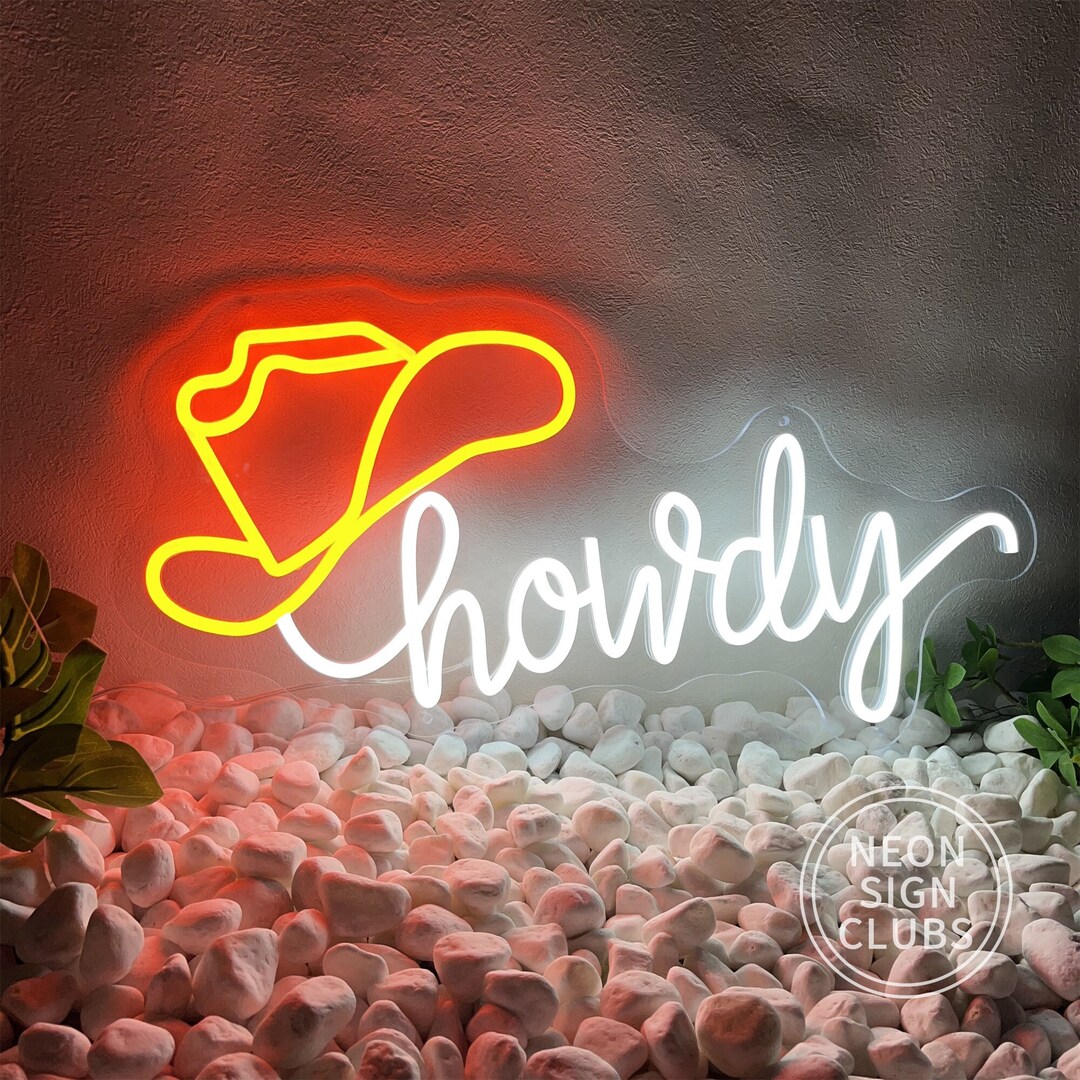 Howdy Neon Sign cowboy Hat Neon Sign western Cowboy Cowgirl Party Neon ...