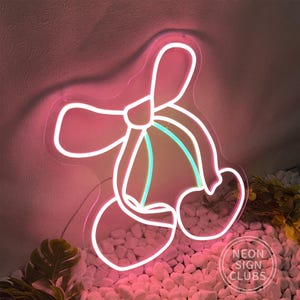 Cherry Bow Neon Sign Custom Cherry Led Light Home College Drom Y2k Wall ...
