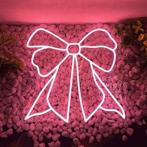 Pink Bow Neon Sign|custom Home Bedroom Wall Decor|bow Neon|pink Led ...