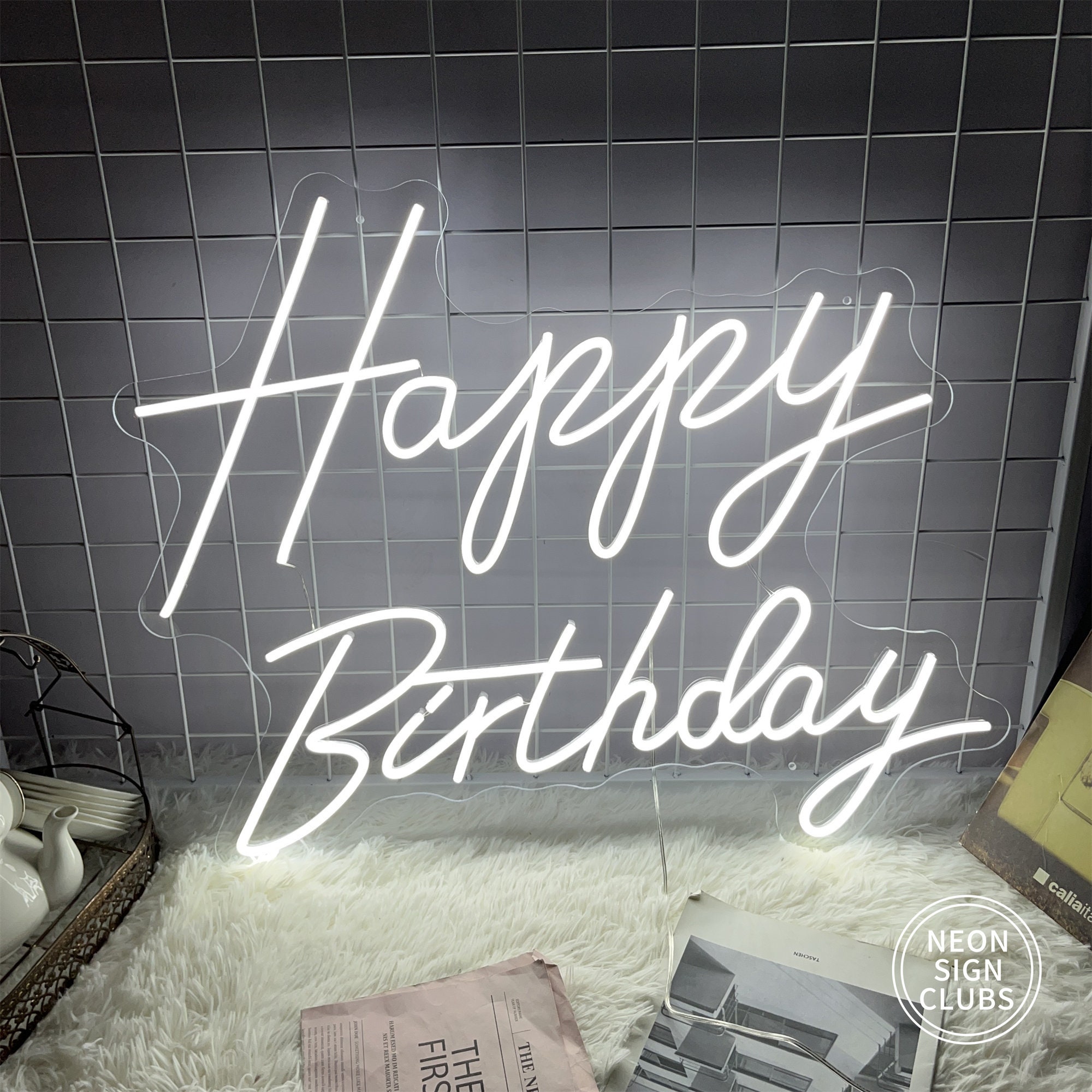 Letrero de neón de feliz cumpleaños letrero de cumpleaños - Etsy México