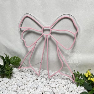 Pink Bow Neon Sign|custom Home Bedroom Wall Decor|bow Neon|pink Led ...