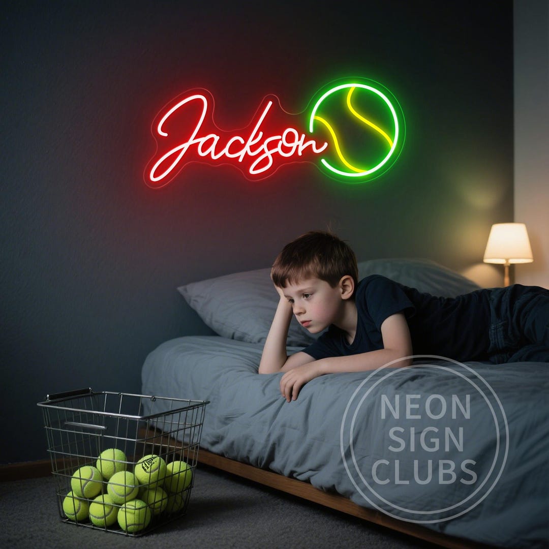 Custom Tennis Ball Neon Sign: Personalized Name Light, Bedroom Decor - Etsy