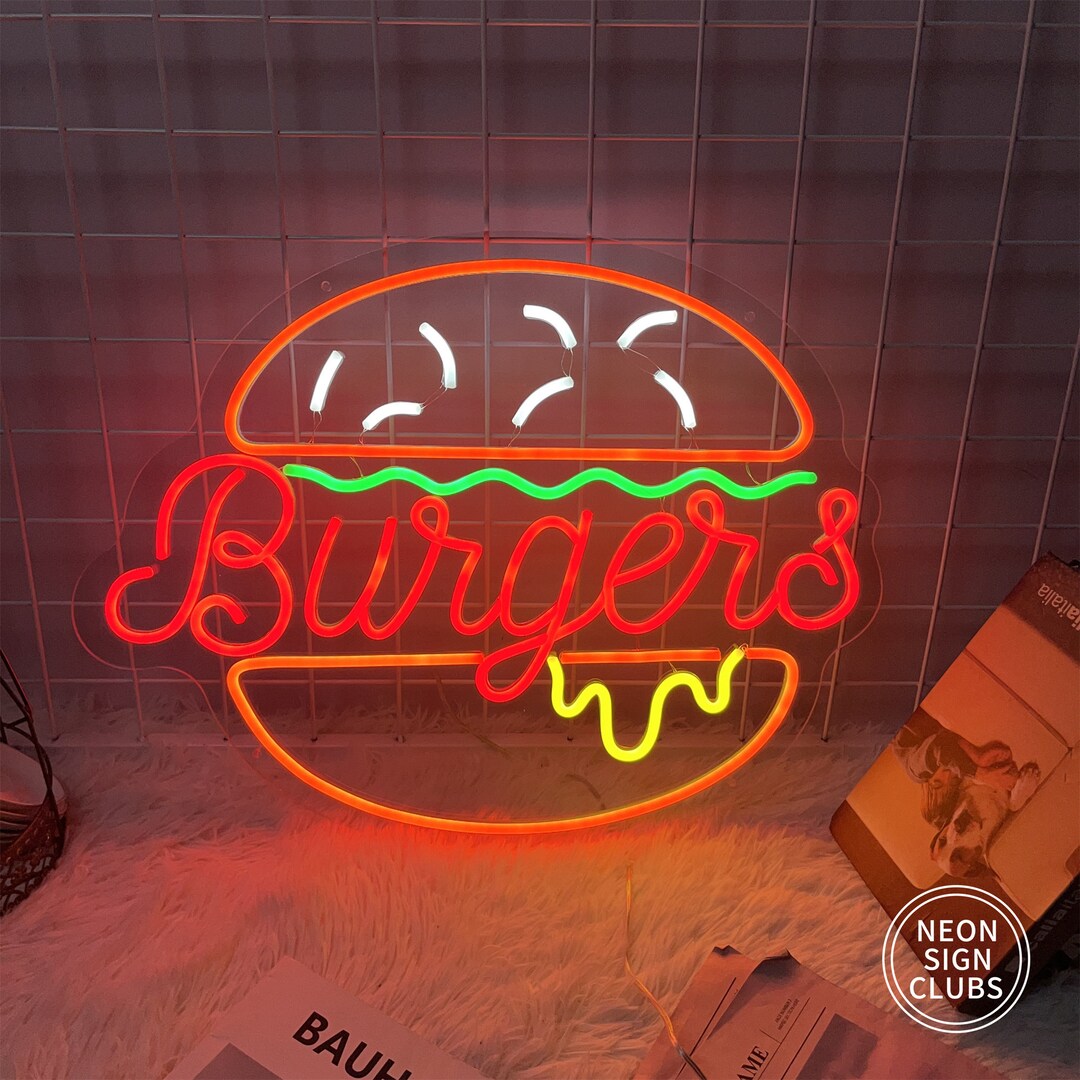Hamburger Neon Sign,burger Led Neon Light,custom Business Sign ...