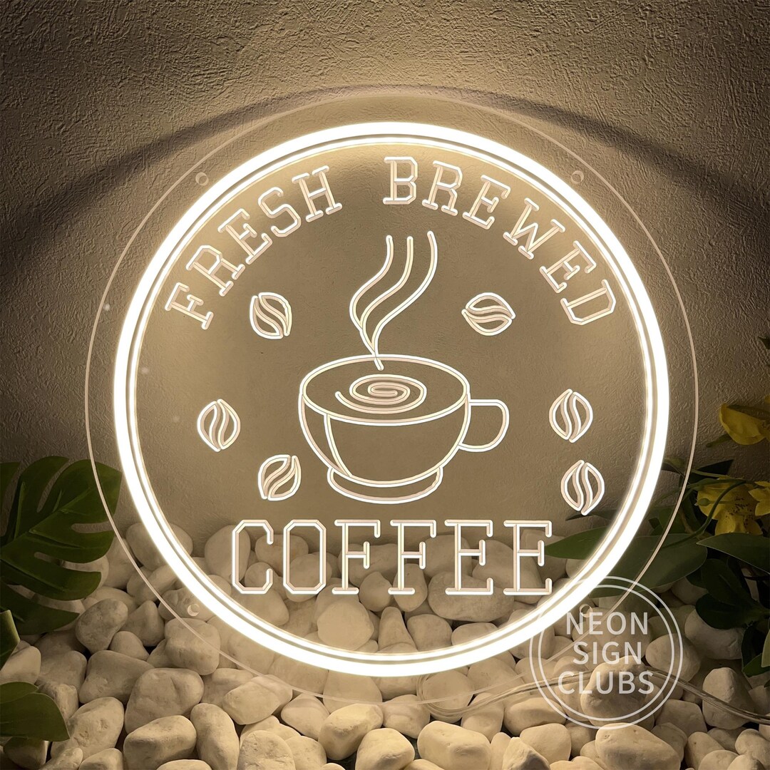 Coffee Fresh Brewed Neon Sign,custom Coffee Shop Led Light Sign,coffee ...