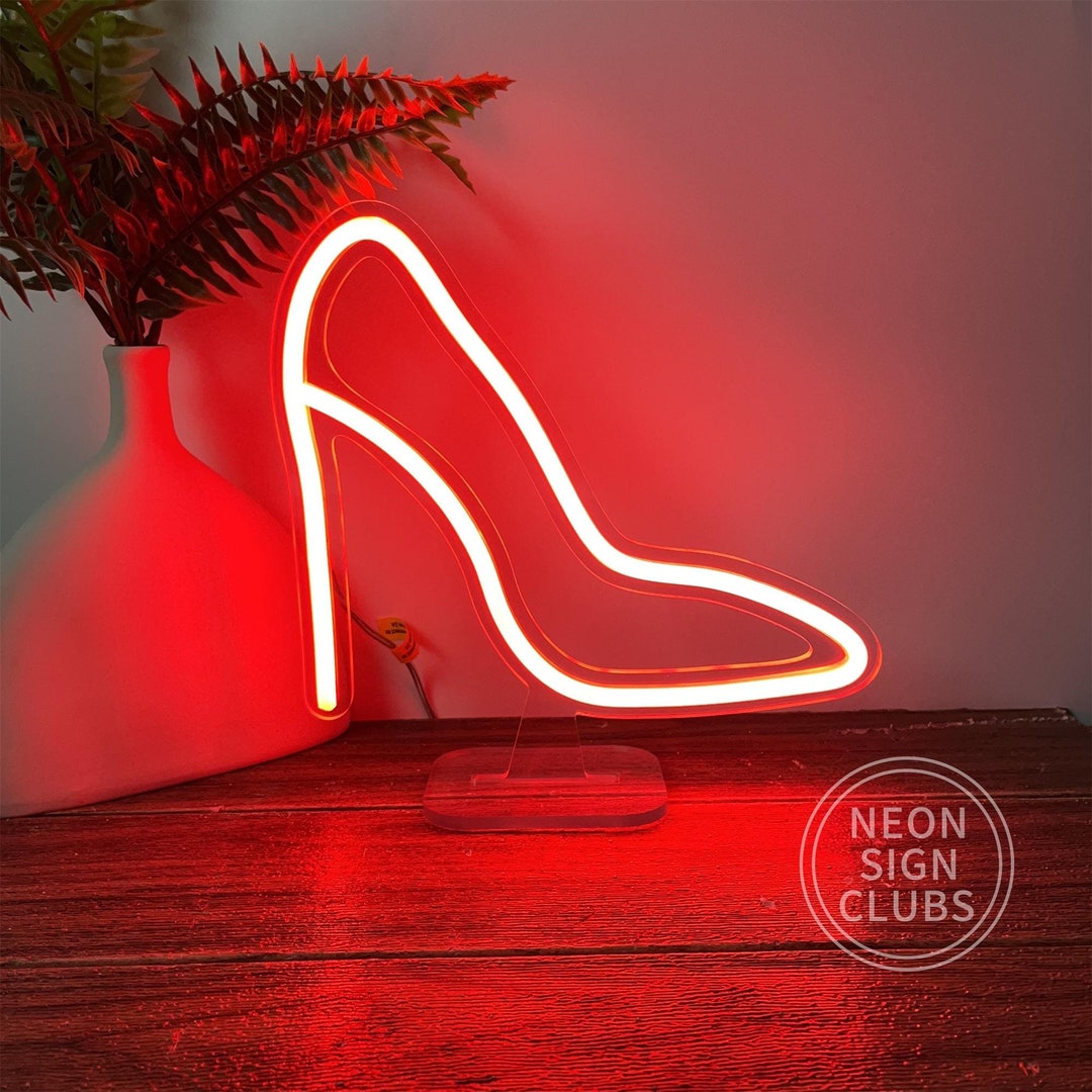 9.4" High Heels Shoes Neon Sign,mini Desk Lamp,usb Table Light,custom ...
