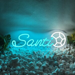 Custom Soccer Name Neon Sign,kids Name With Football Led Light,nursery ...