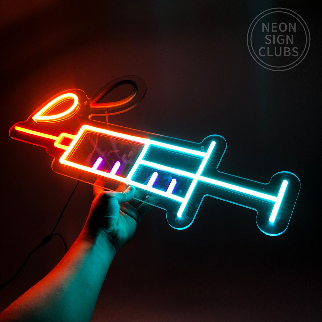 Syringe Neon Sign, LED Neon Lights, Bar Signs, Neon Lamp Bedroom Wall ...