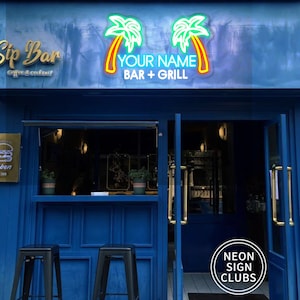 Custom Neon Sign,custom Bar and Grill Neon Sign,bar Decor,neon Bar Sign ...