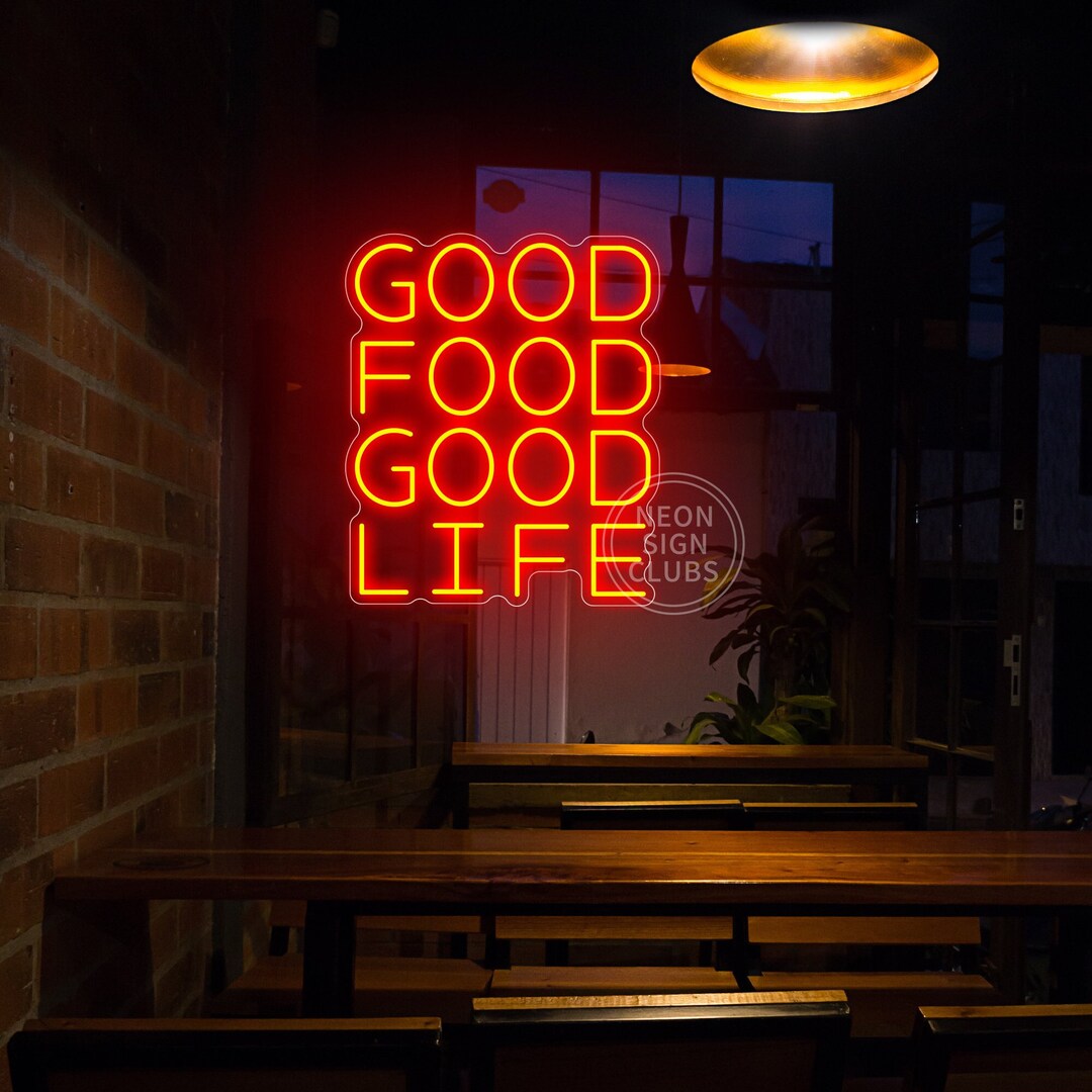 Good Food Good Life Neon Sign for Wall Decor, Lager Letter LED Light up ...
