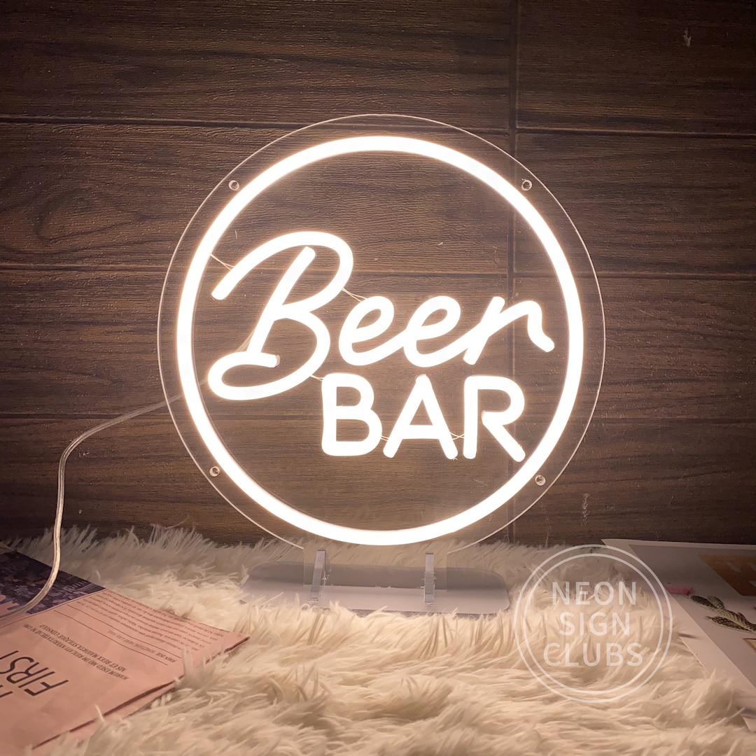 Beer Bar Sign for Home Bar Circle Shape Neon Sign Custom Bar Pub Table ...