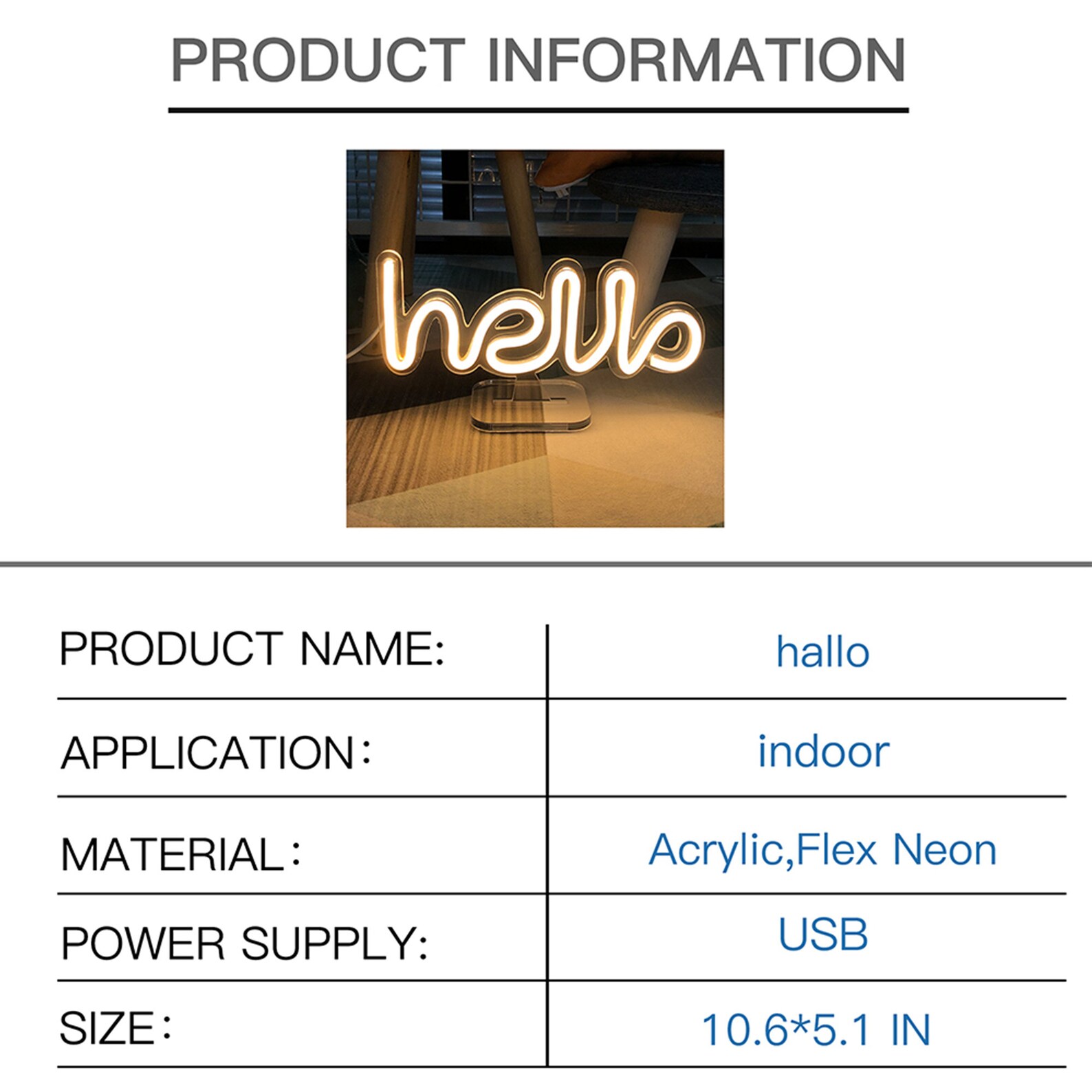 10.6 USB LED Mini Neon Lamp Hello Neon Sign Home Living - Etsy