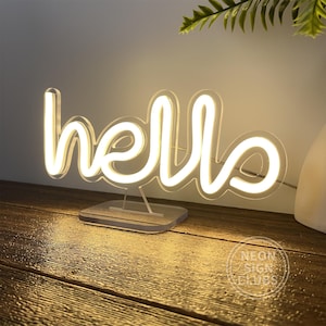 10.6" USB LED Mini Neon Lamp Hello Neon Sign Home Living Bedroom ...