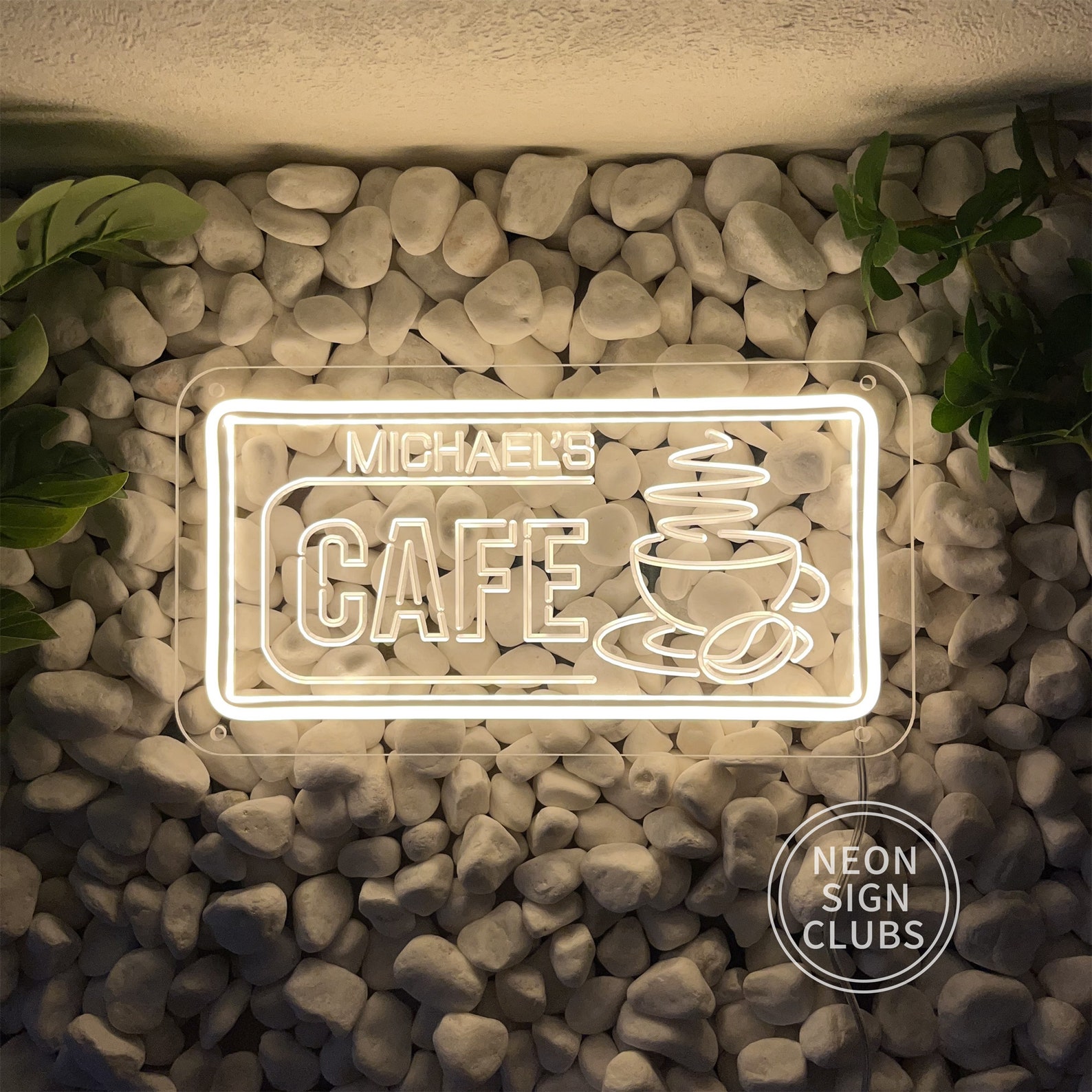 Custom Cafe Shop Name Neon Sign|usb Engraving Neon Light|coffee Shop ...