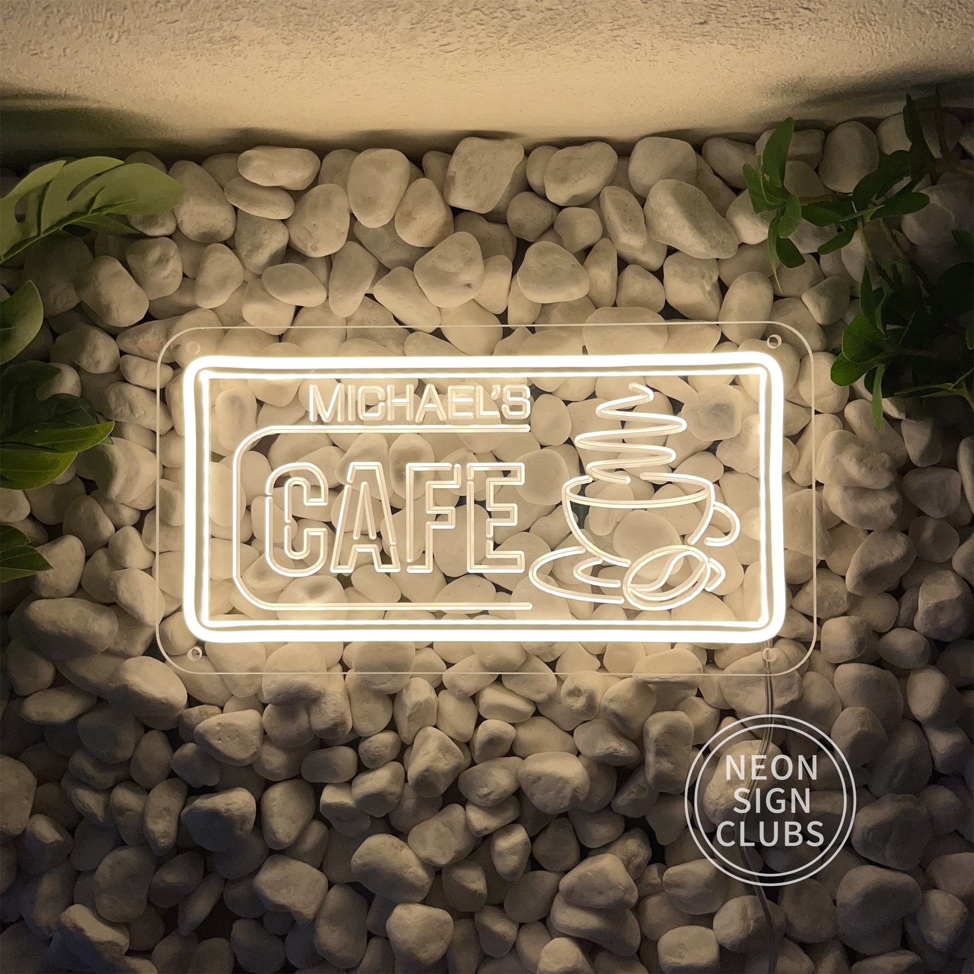 Custom Cafe Shop Name Neon Sign|usb Engraving Neon Light|coffee Shop ...