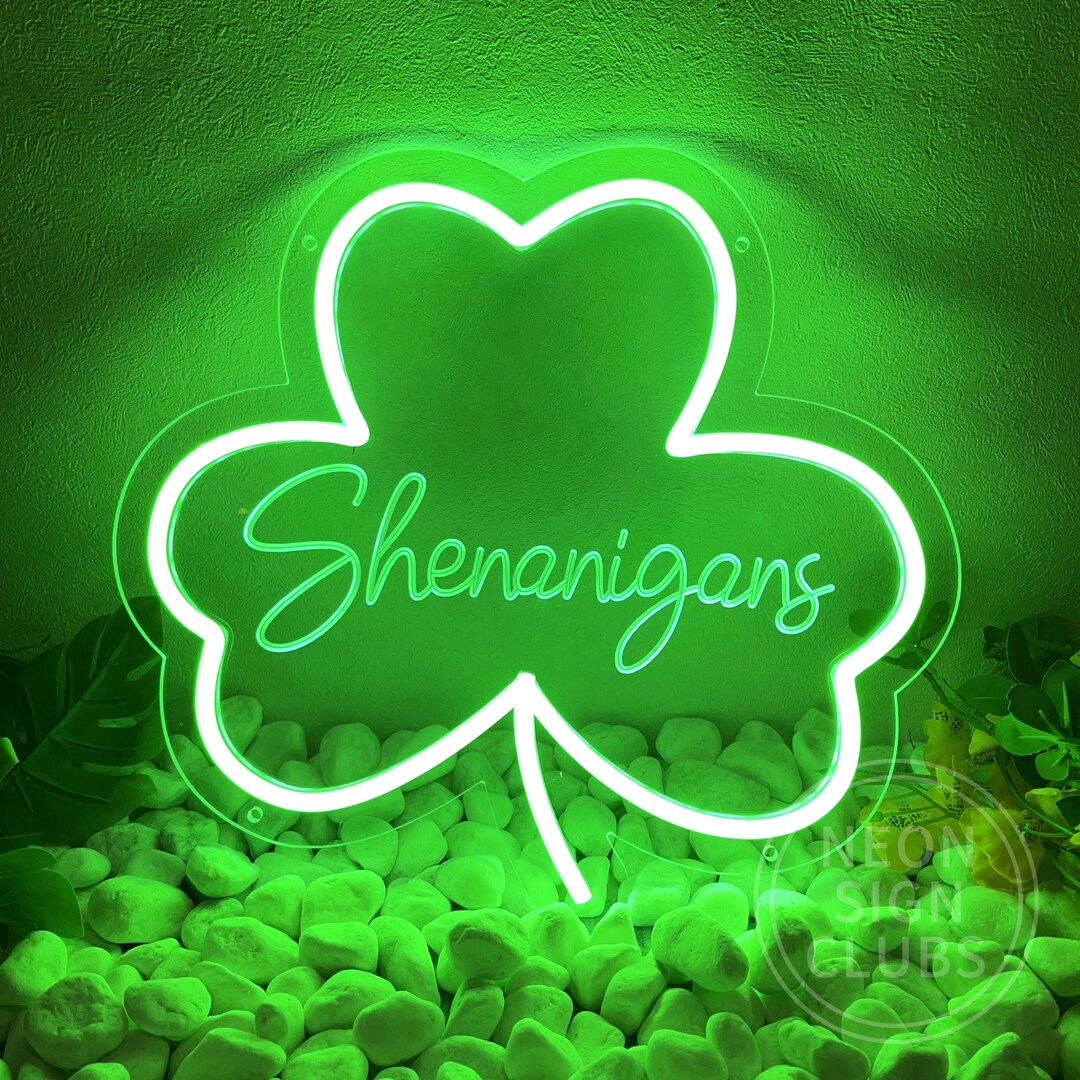 Custom Clover Name LED Neon Sign, Shamrock Name Neon Light, Home Room ...