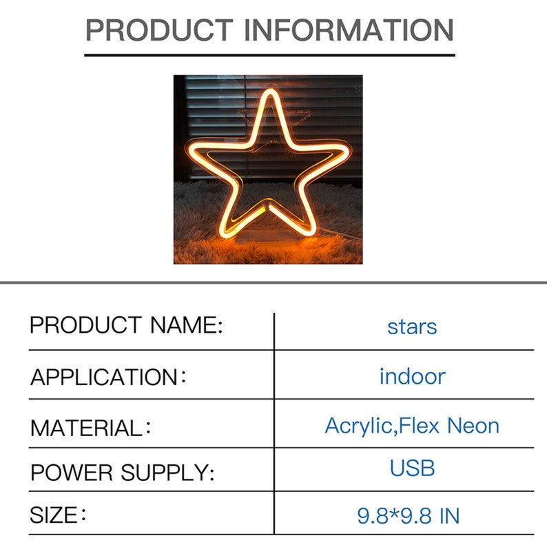 9.8 USB LED Mini Lamp Stars Sign Desk Light Custom Neon | Etsy