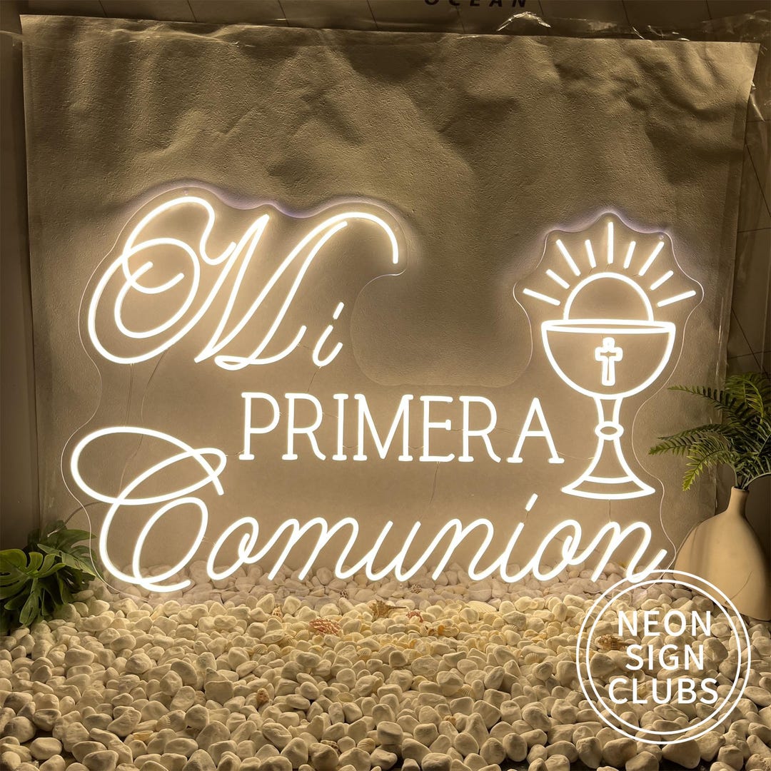 MI PRIMERA Comunion Neon Signs for Art Wall Decor,led Light Signs for 1st Communion Decoration ...