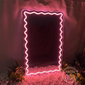 Wavy Neon Mirror Sign | Bedroom Decor, Selfie Light - Etsy