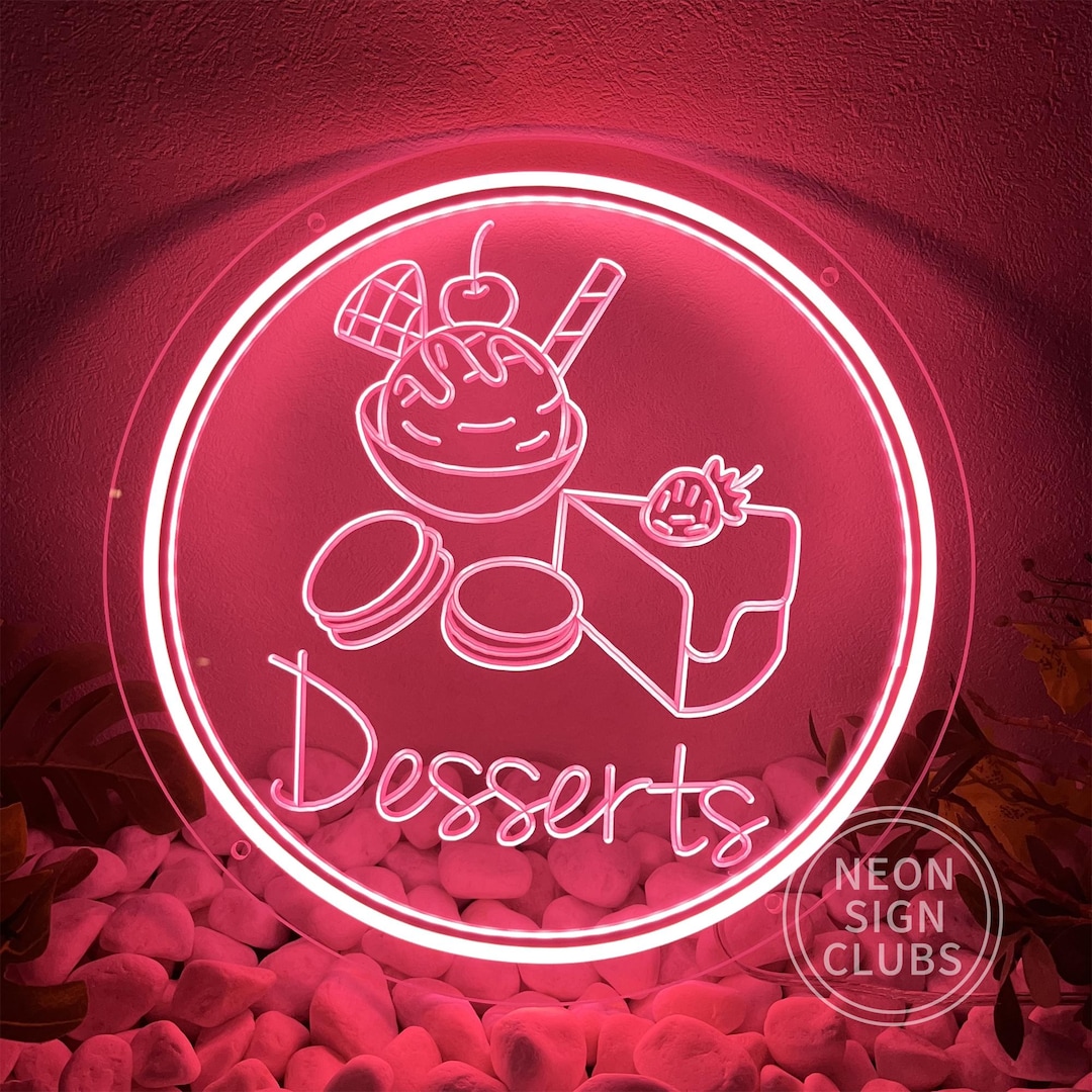 Dessert Neon Sign Custom Ice Cream Cake Neon 3D Engrave USB Neon Sign ...