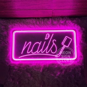 Nail Neon Sign,nails Salon Engraved Acrylic Sign,usb Led Sign for Nail ...