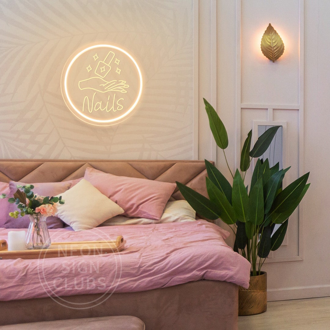 Nails Neon Sign,manicure Shop Sign,nails Salon LED Sign,usb Neon Light ...