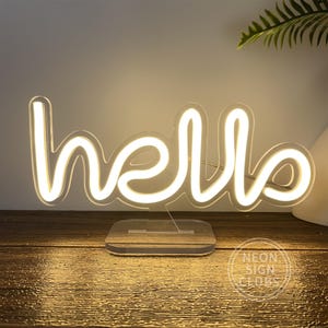 10.6" USB LED Mini Neon Lamp Hello Neon Sign Home Living Bedroom ...