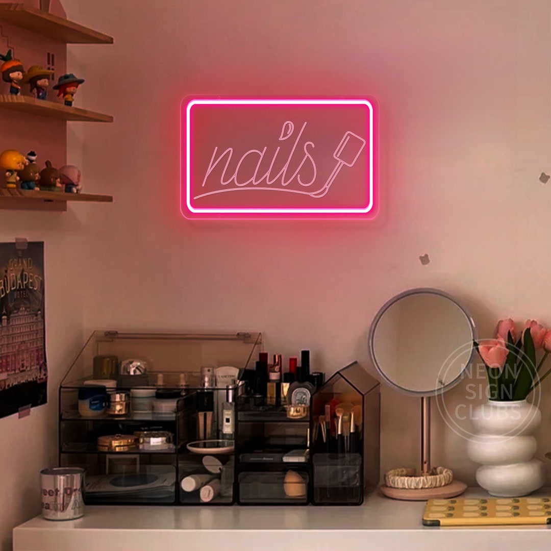 Nail Neon Sign,nails Salon Engraved Acrylic Sign,usb Led Sign for Nail ...