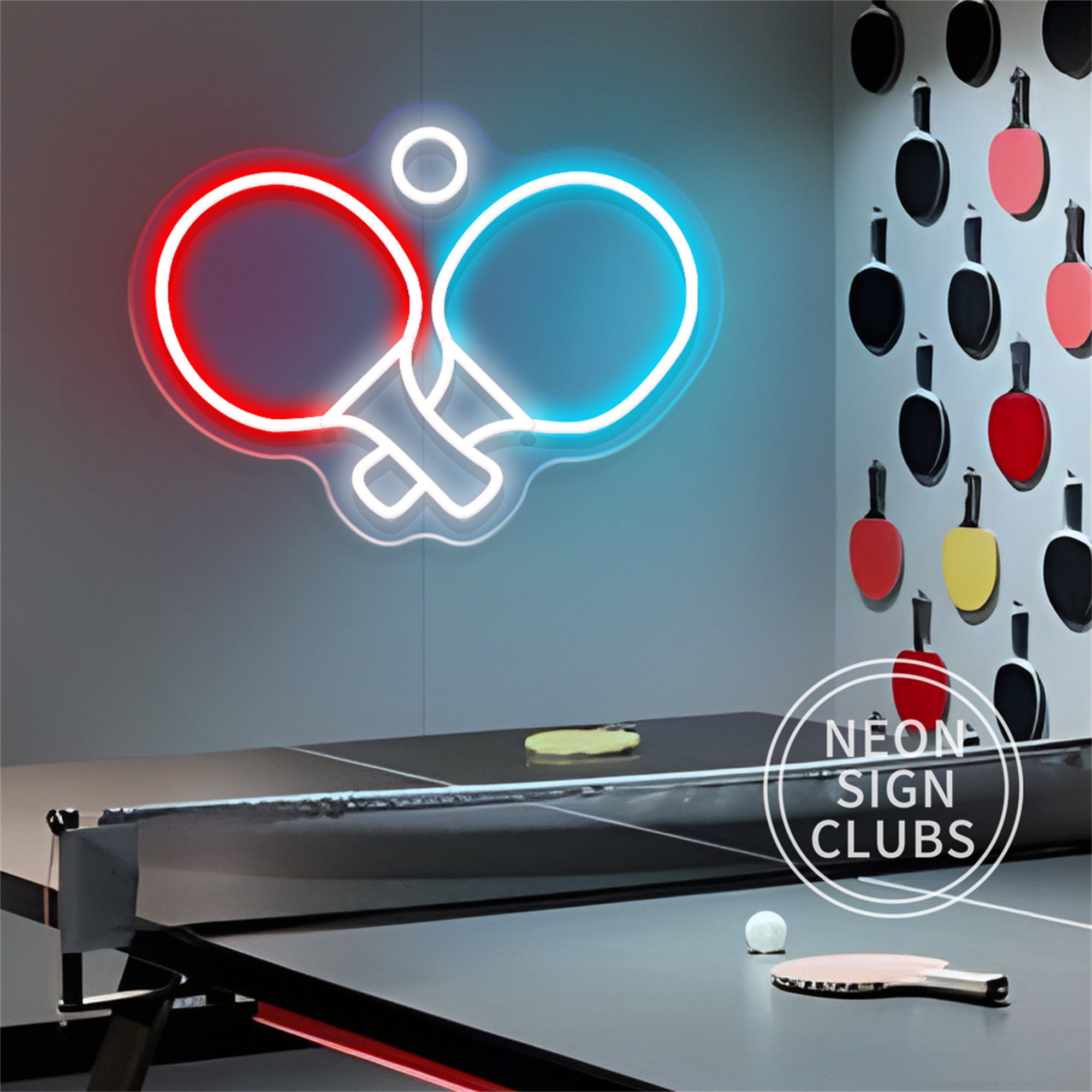 Ping Pong Racket Neon Sign | Sport Room Wall Decor - Etsy