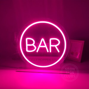 Neon Bar Sign for Home Bar Circle Shape Neon Sign Custom Bar Pub Table ...