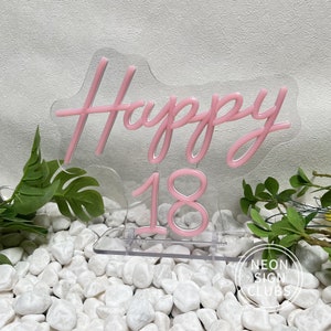Happy 18 Neon Sign|custom Birthday Table Led Light|18th Birthday Decor ...