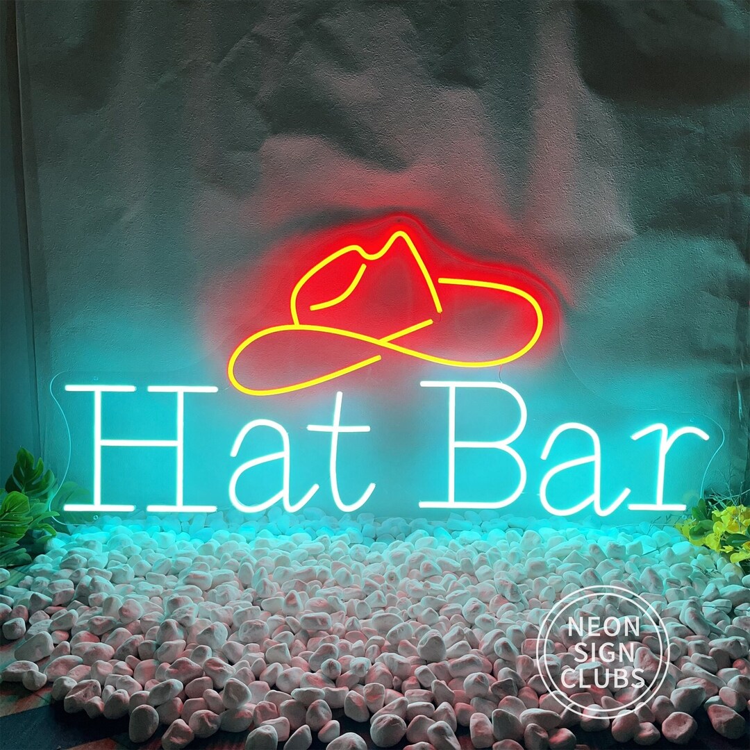 Hat Bar Neon Sign|custom Neon Hat Bar Led Light Sign|western Cowboy Bar ...