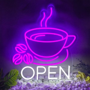 Coffee Open LED Neon Sign: Custom Cafe Bar Decor - Etsy