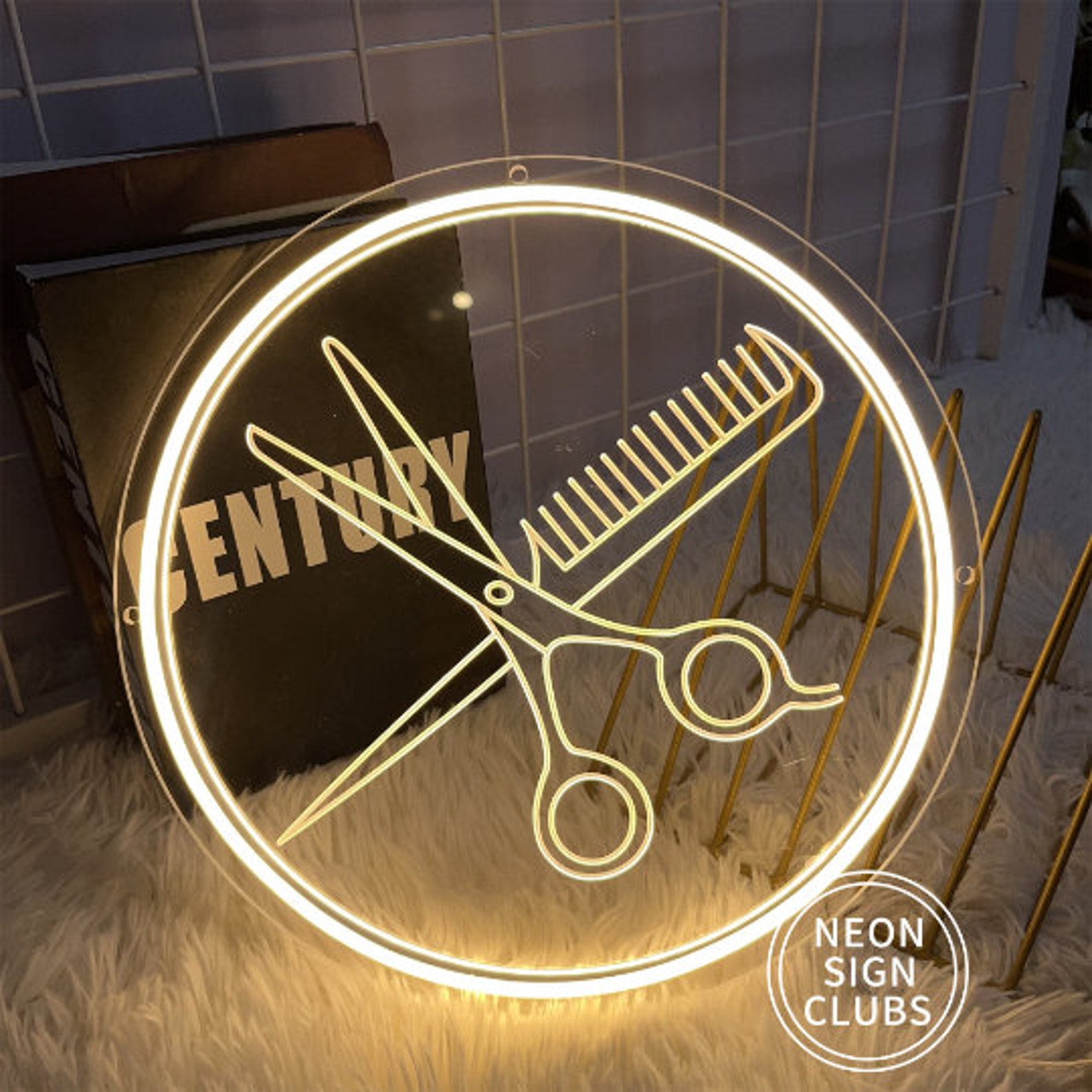 Hair Salon Neon Sign,scissors Wall Decor,usb Led Sign for Barber Shop ...