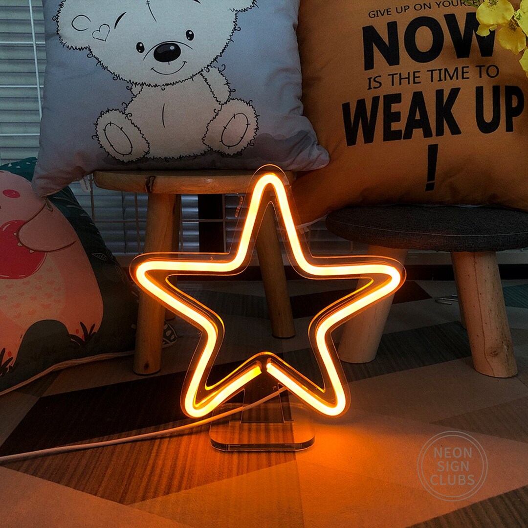 9.8" USB LED Mini Lamp Stars Sign Desk Light Custom Neon Sign Bedroom ...