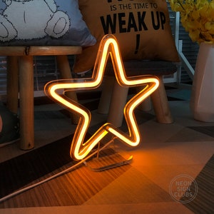9.8" USB LED Mini Lamp Stars Sign Desk Light Custom Neon Sign Bedroom ...