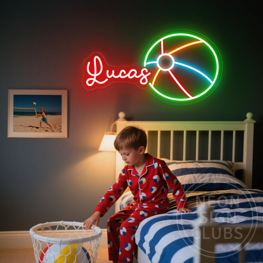 Custom Beach Balls Name LED Neon Sign Customizable Sport Neon Light up ...