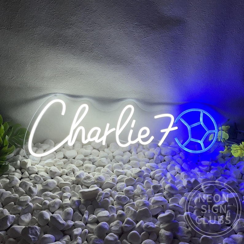 Custom Neon Name Sign, Soccer Pattern LED Light, Man Cave Decor - Etsy UK