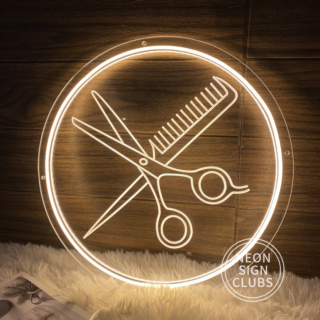 Hair Salon Neon Sign,scissors Wall Decor,usb Led Sign for Barber Shop ...